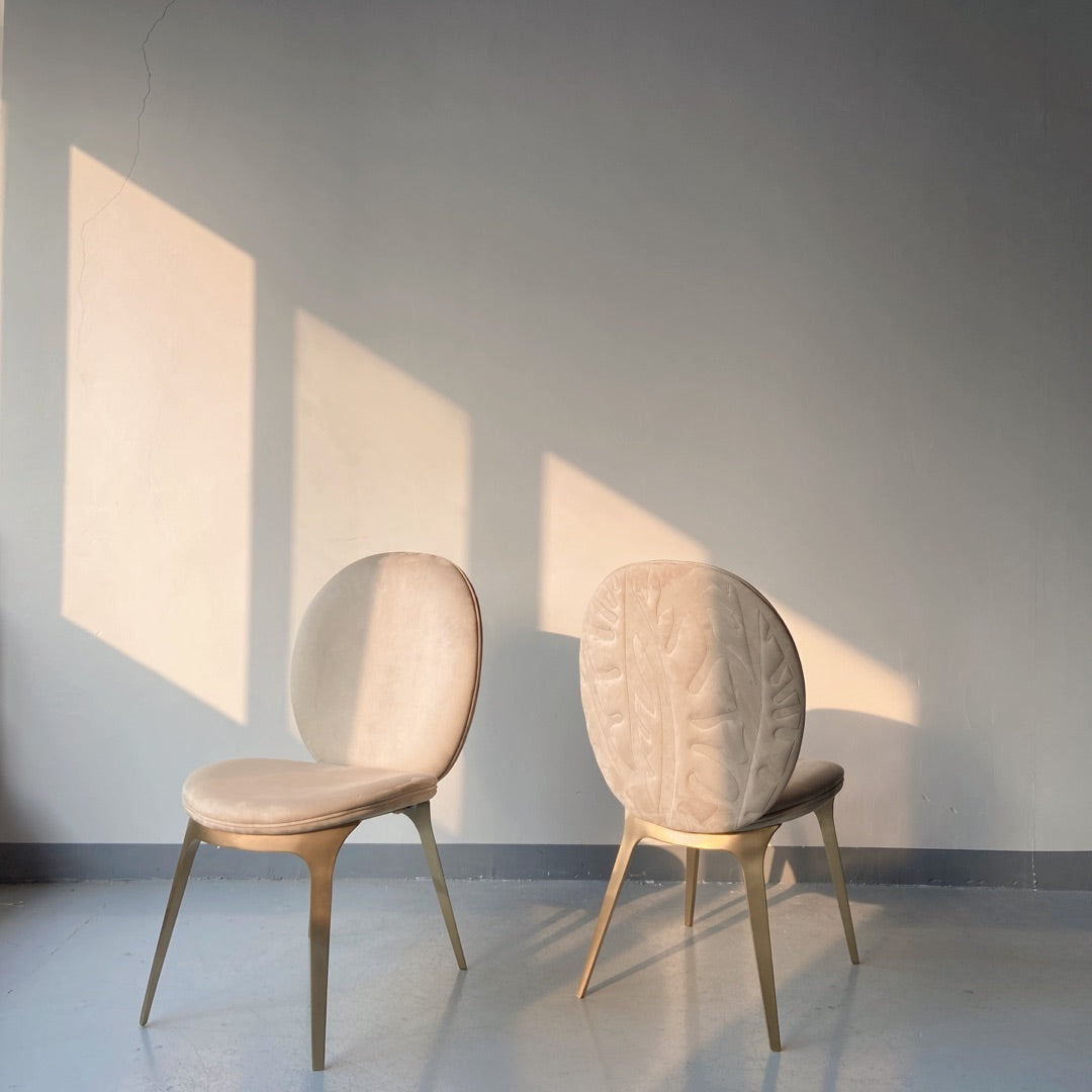 Modern Organic Dining Chairs – Pair of Cream Textured & Smooth Backres ...
